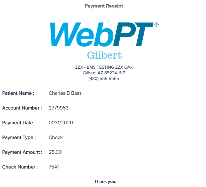 WebPT Billing | Print a Patient Receipt