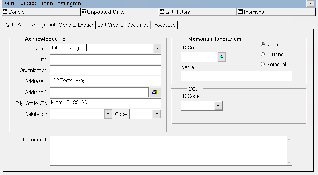 Processing Online Public Gifts in FIMS