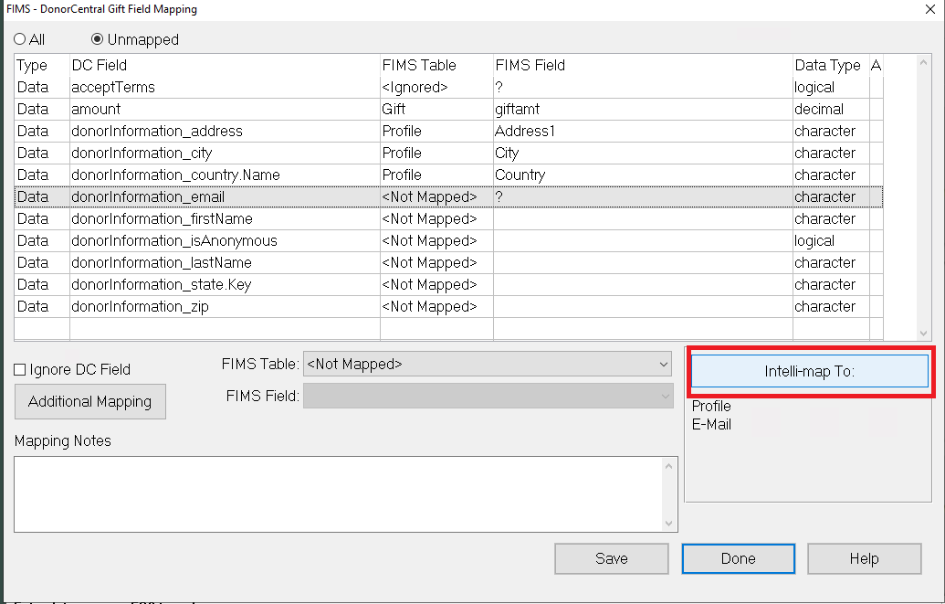 Processing Online Public Gifts in FIMS