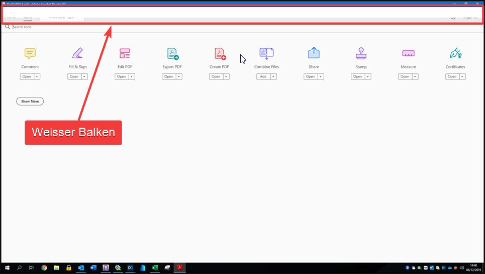 Weisser Balken im Citrix