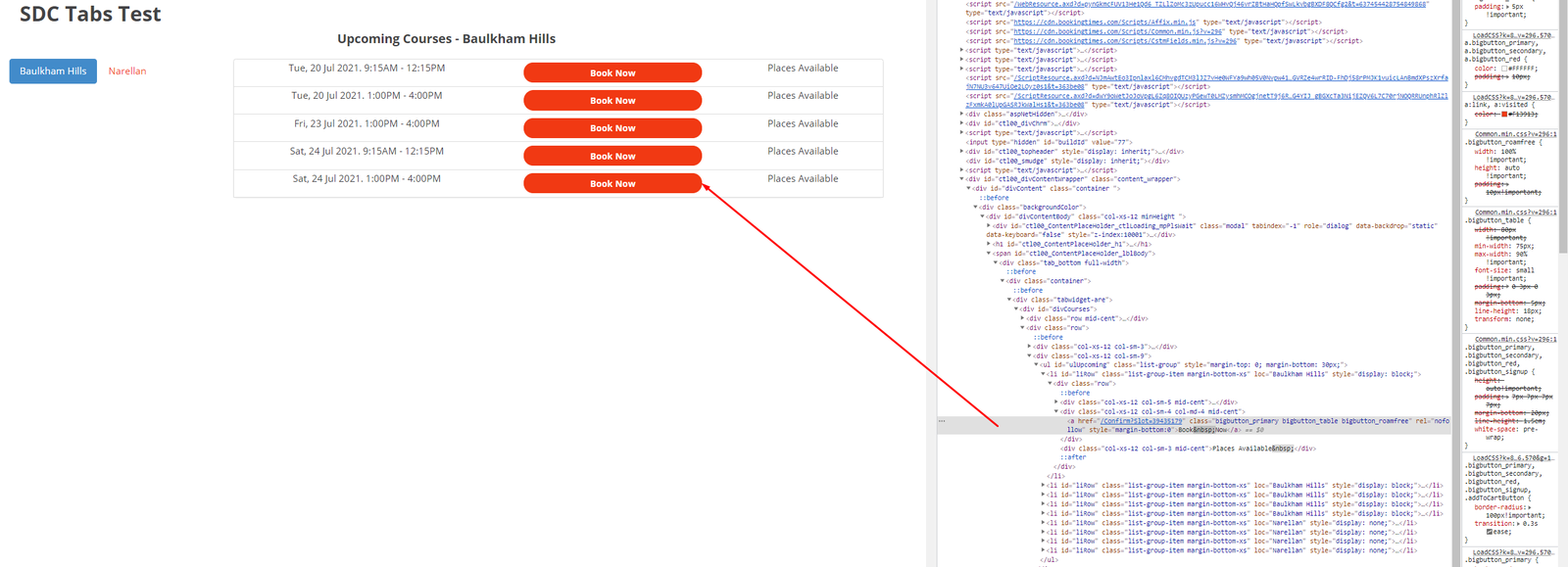 Adding a course selector