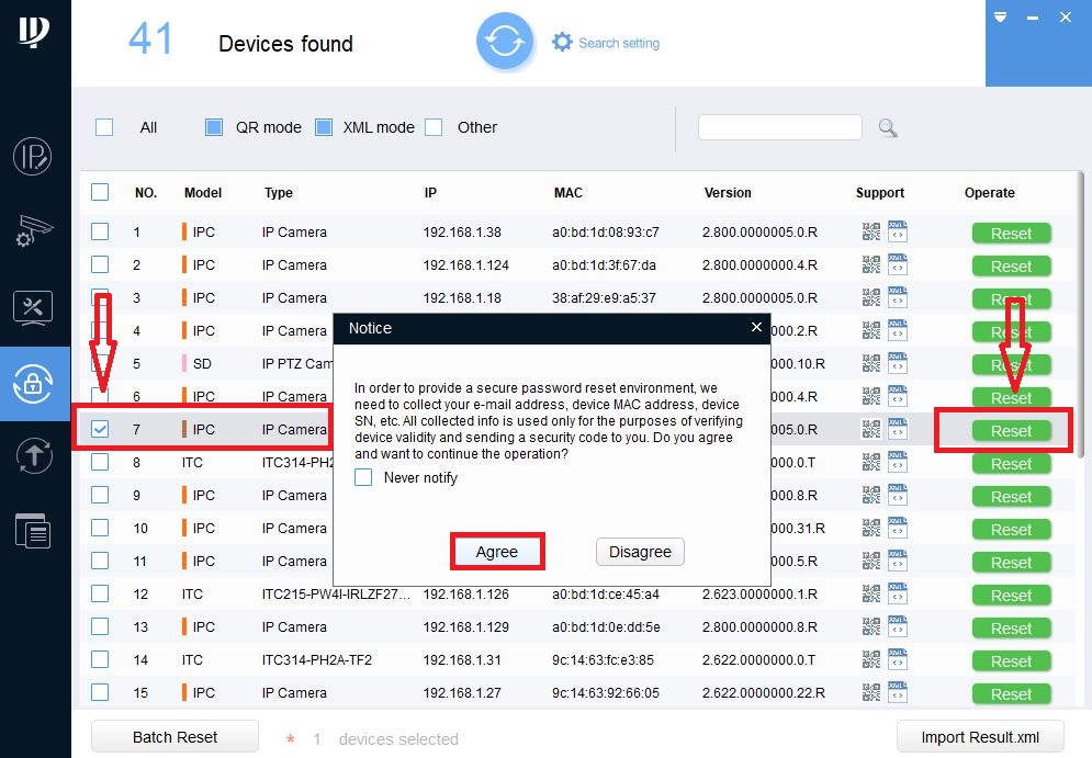 How to factory reset IP camera
