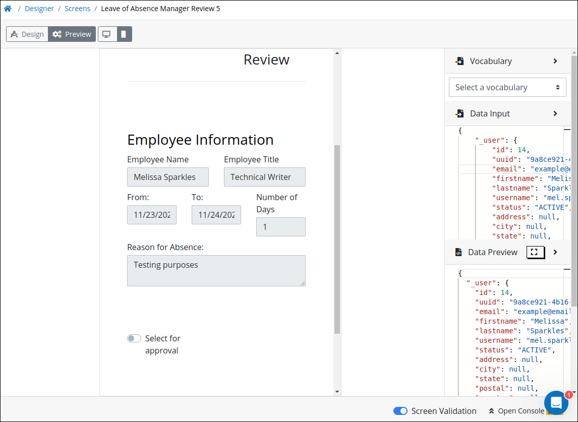 Preview a Screen for Desktop and Mobile Devices