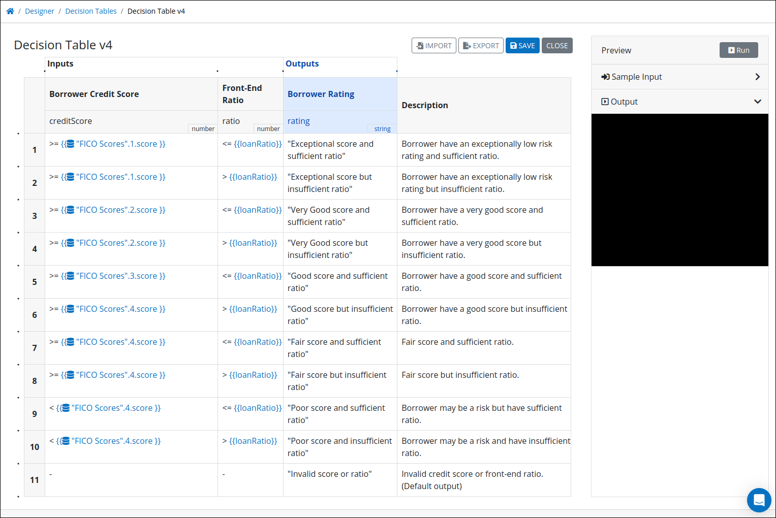 Example: Decision Tables Using Collections and Variables in the Inputs