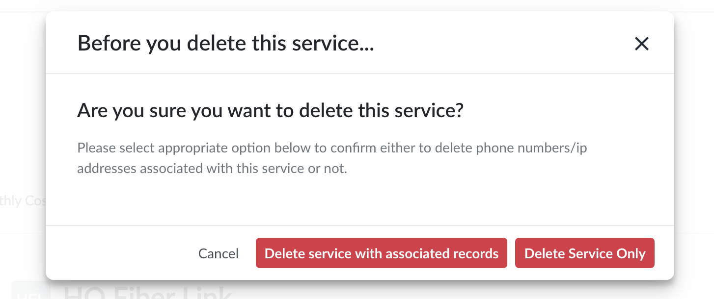 Deleting Telecom Service