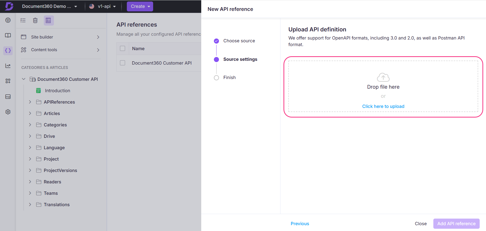 Managing API documentation