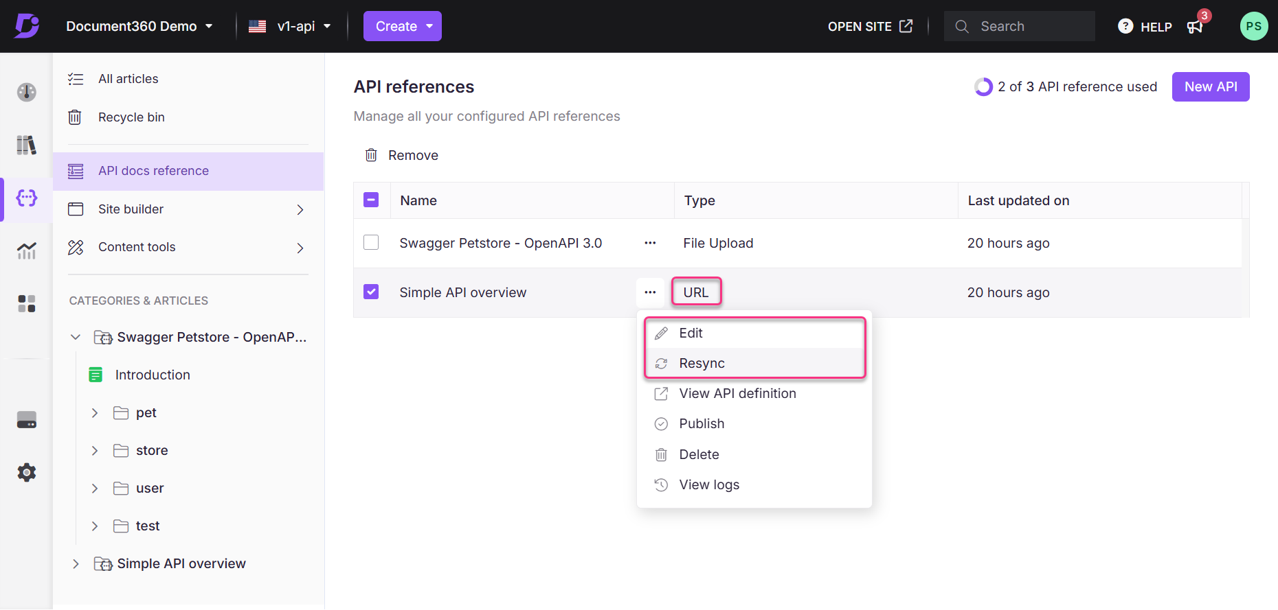 Managing API documentation