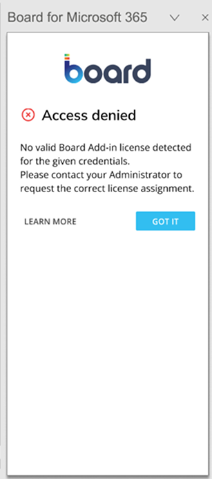 Connection and login to Board M365 Excel Add-in