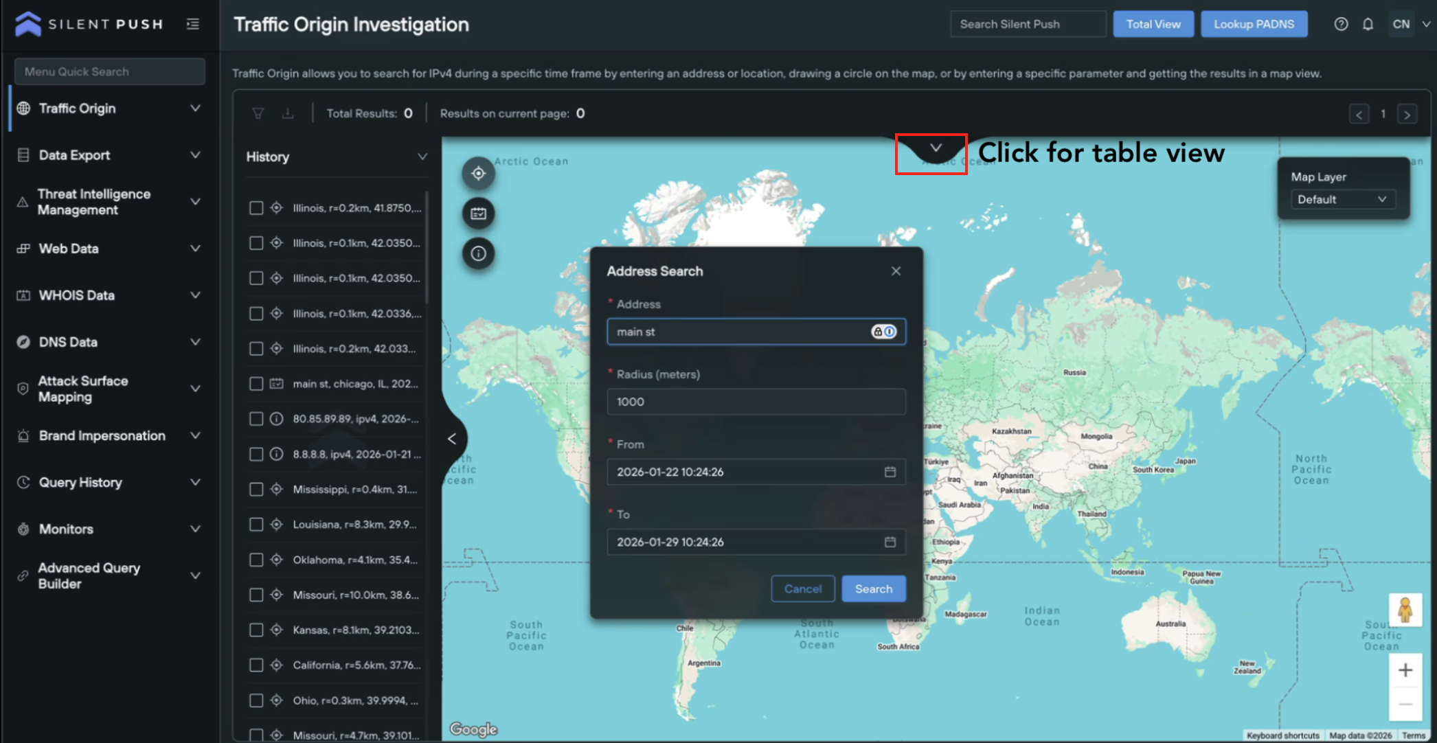 Traffic Origin Tab