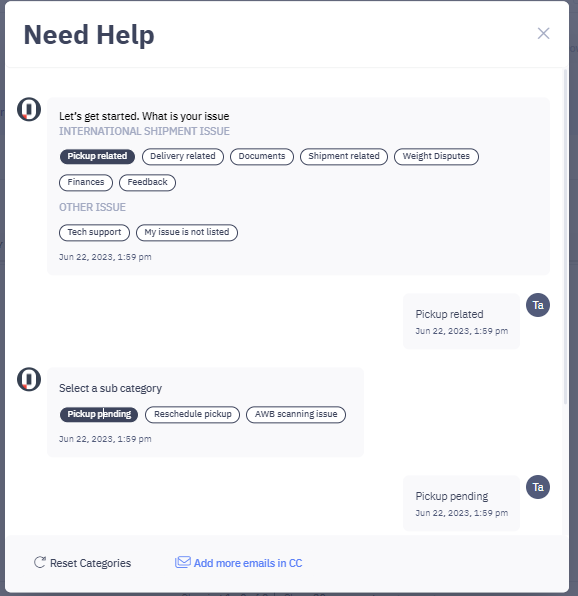 Cross Border Support Tickets