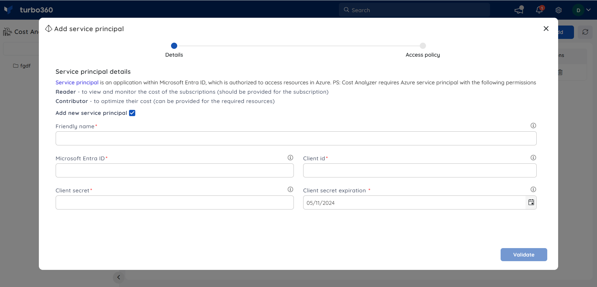 Service principal management