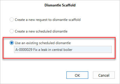 Requesting a Scaffold Dismantle