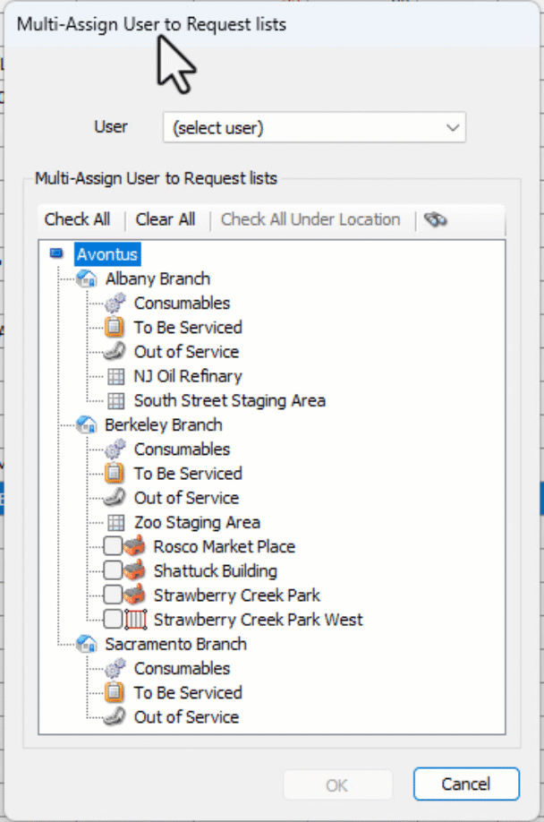 Assigning a User to Multiple Request Lists