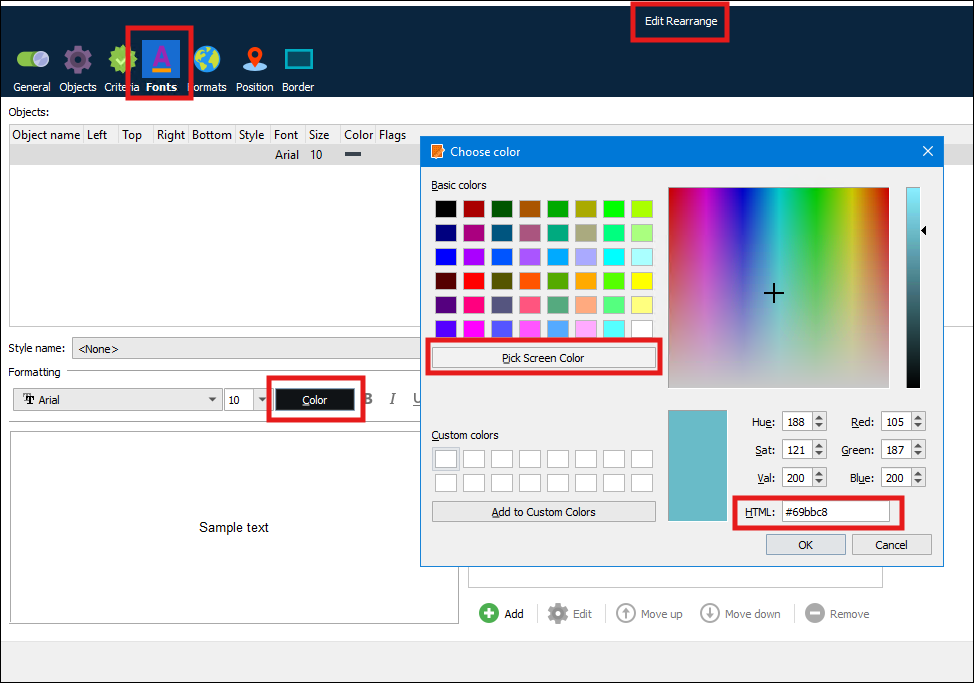 How Do I Change the Color of Objects within a Lasernet Form?