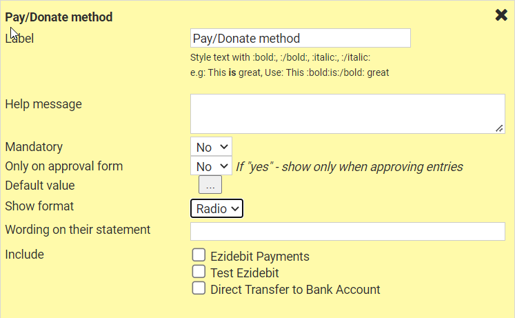 Payment Fields