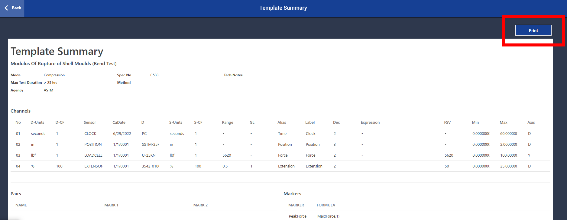 View Template Summary