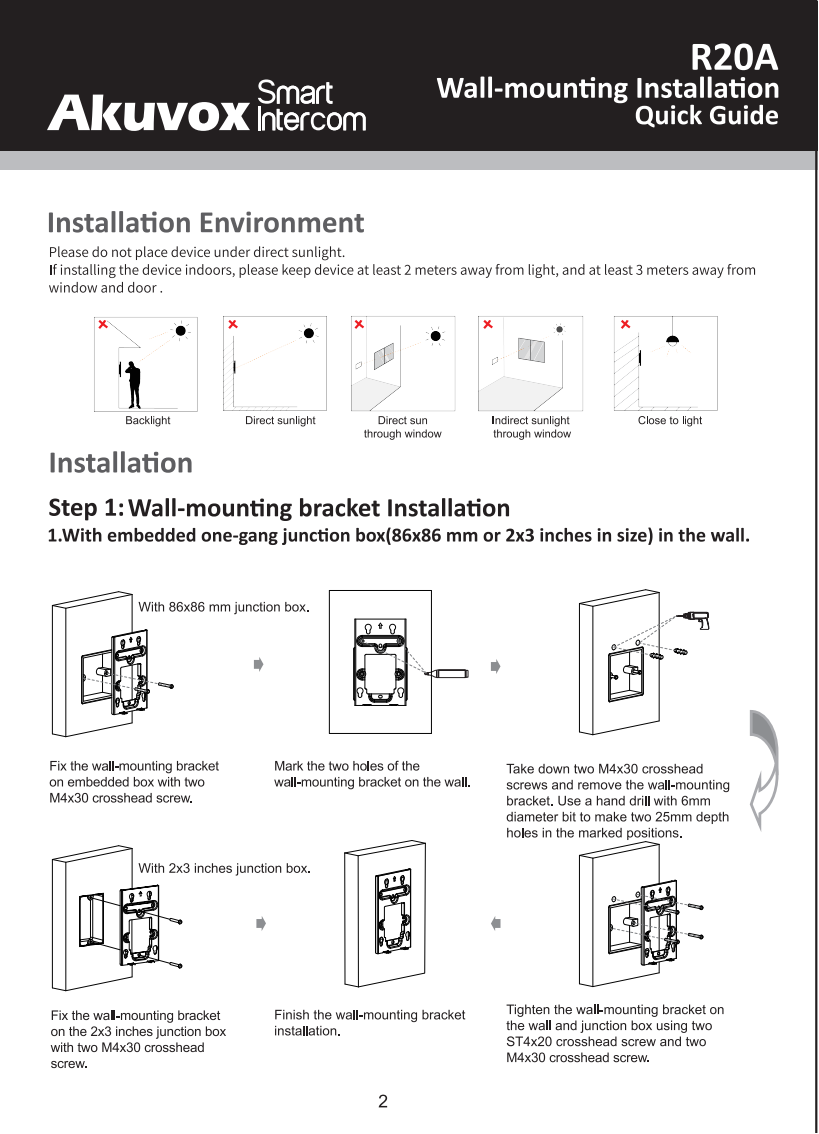 Akuvox R20A Series Quick Guide_On-Wall Mounting_V1.2