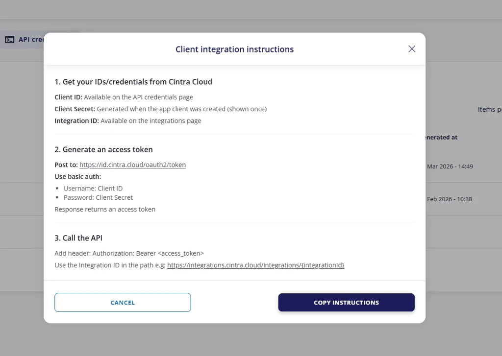 Manage API credentials and investigations